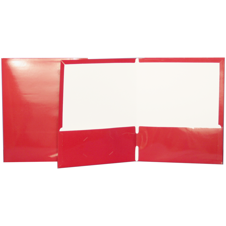 Pocket Folder, Laminated Cardboard, Red | Service Scolaire