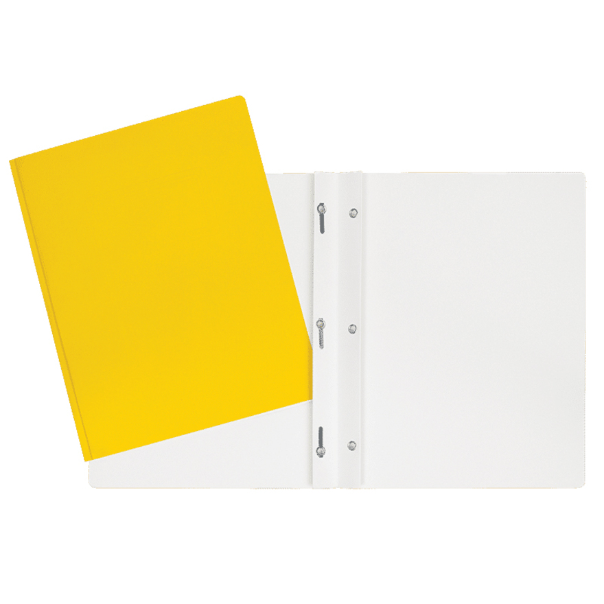 Duo-tang Carton Laminé, avec attaches, Jaune | Service Scolaire