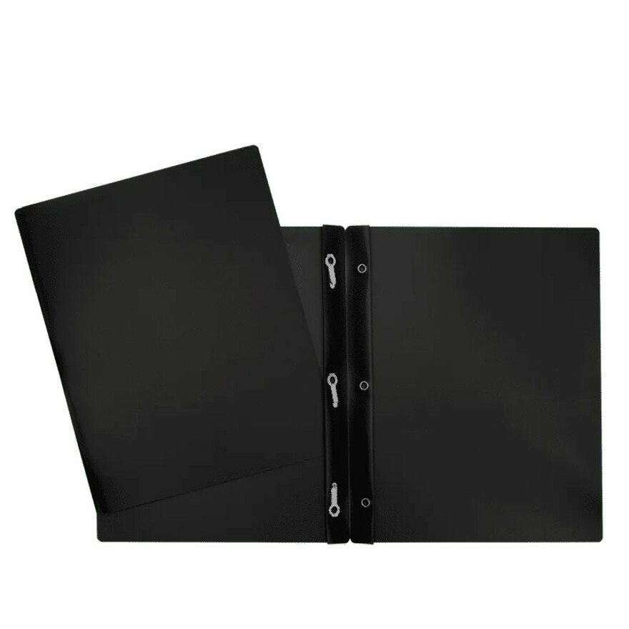 Hard Plastic Duo-tang with Fasteners, Black | Service Scolaire