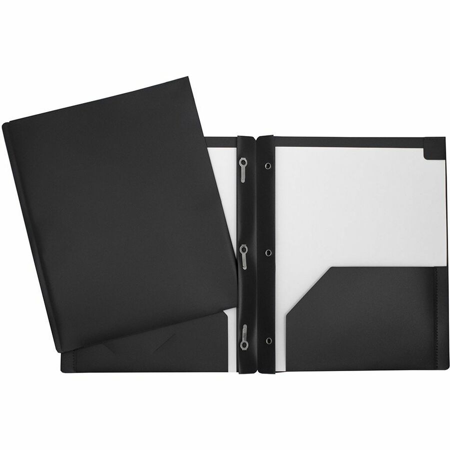 Hard Plastic Duo-tang with Fasteners and Pockets, Black | Service Scolaire