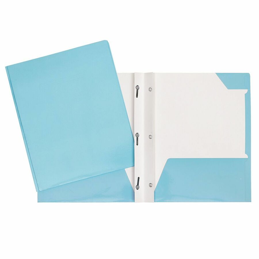 Laminated Cardboard Duo-tang with Fasteners and Pockets, Light Blue ...