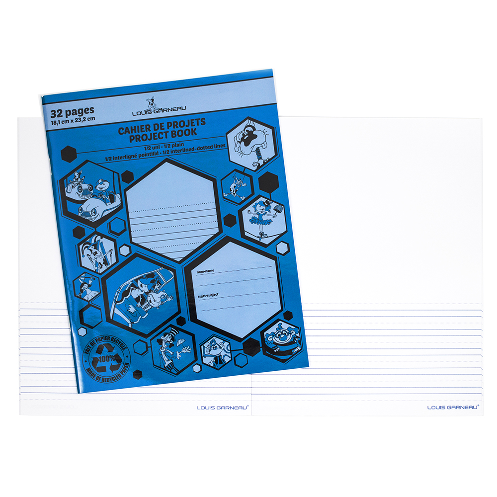 Louis Garneau Project Notebook, 1/2 Plain, 1/2 Interlined and dotted ...