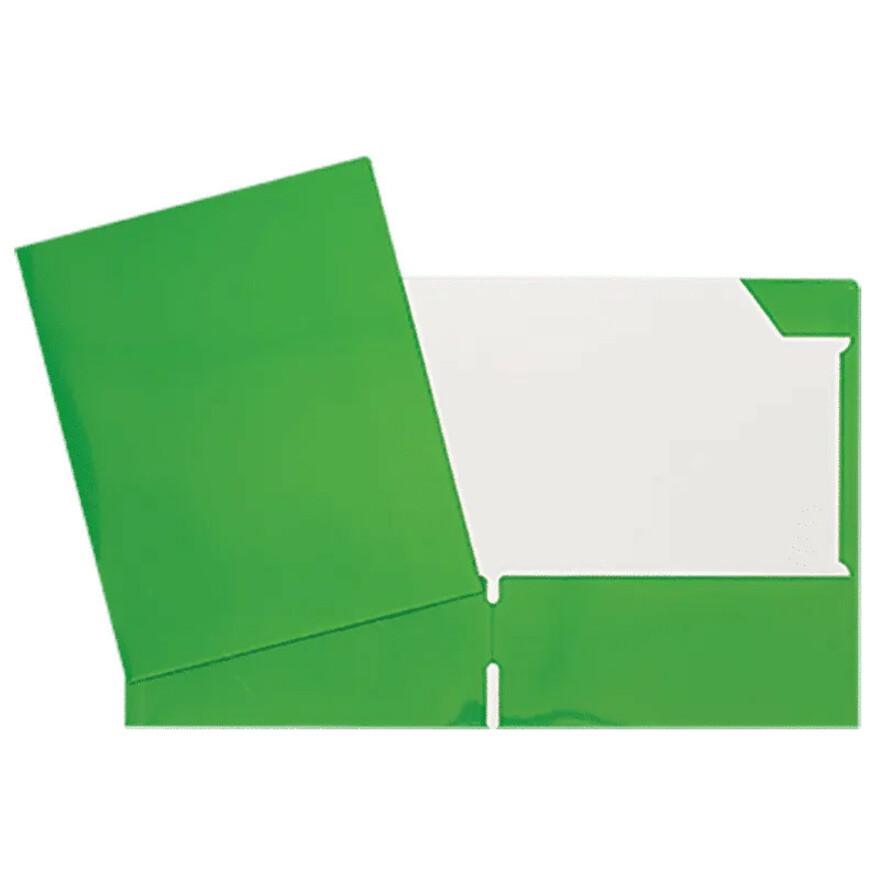 Pocket Folder, Laminated Cardboard, Green | Service Scolaire