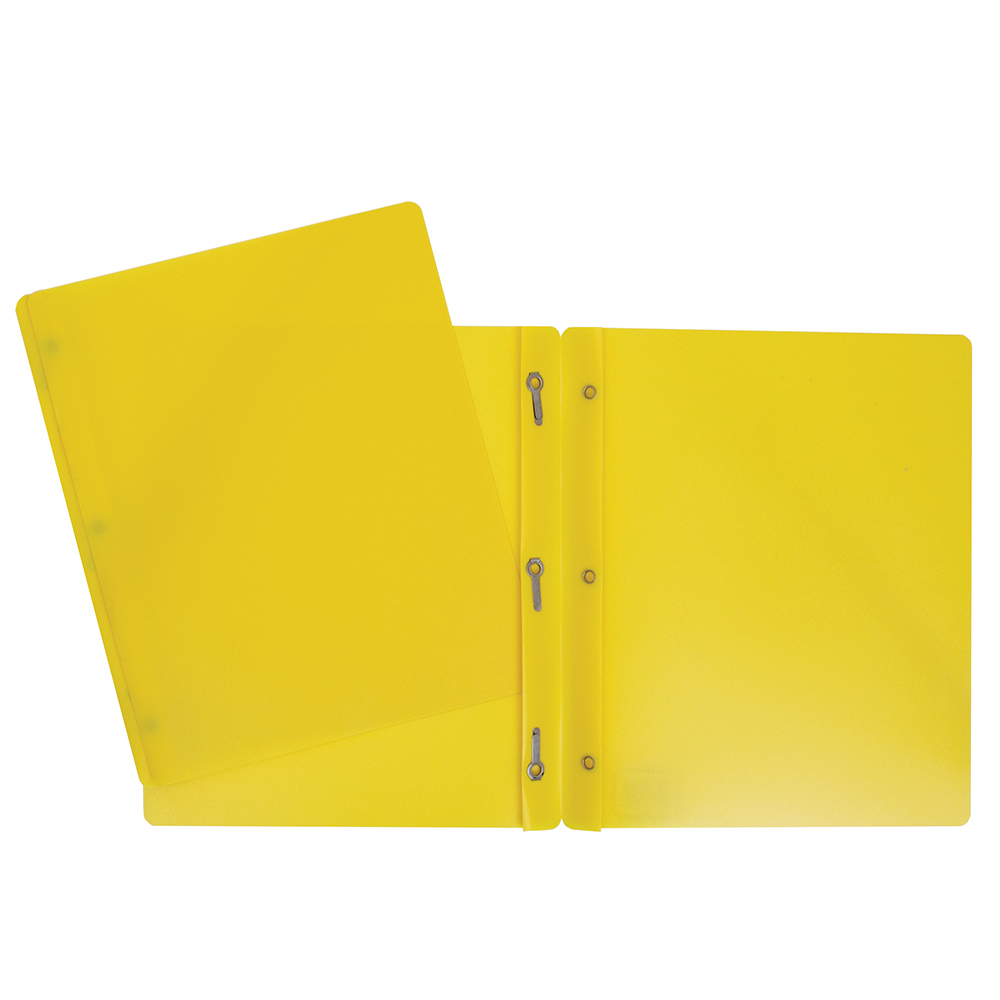 Hard Plastic Duo-tang with Fasteners, Yellow | Service Scolaire