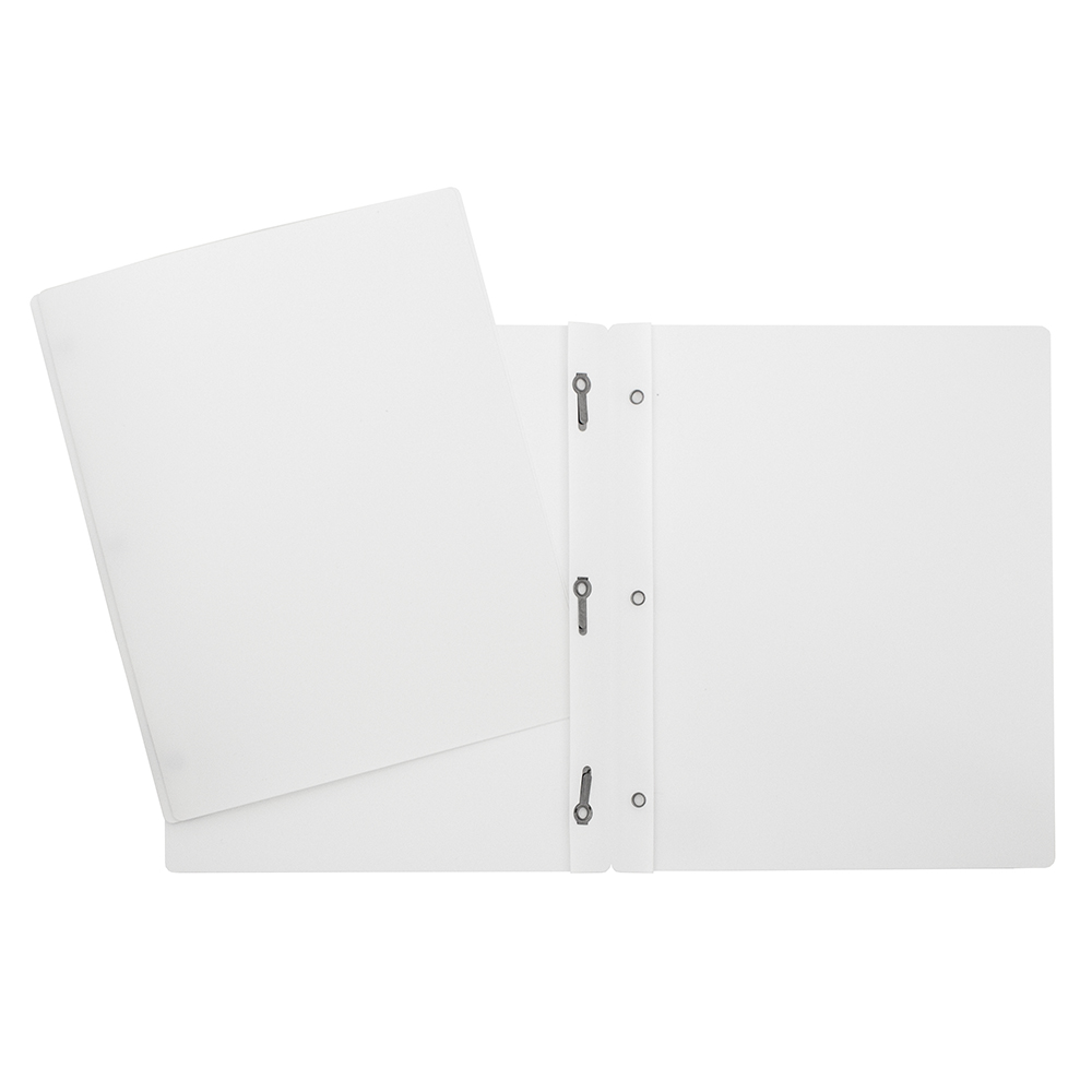 Hard Plastic Duo-tang with Fasteners, White | Service Scolaire
